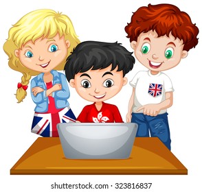 Children Looking Computer Classroom Illustration Stock Vector (Royalty ...