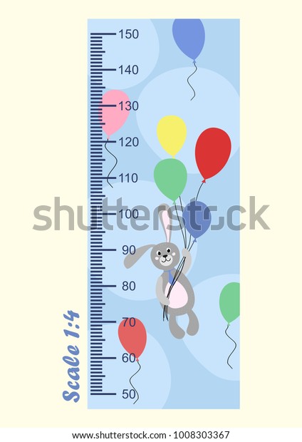Children Measure Wall Cute Cartoon Rabbit Stock Vector (Royalty Free ...