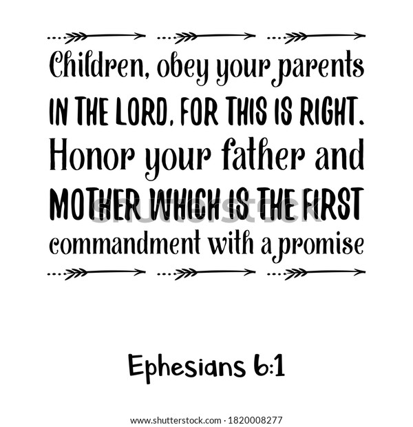 Children Obey Your Parents Lord This Stock Vector (Royalty Free ...