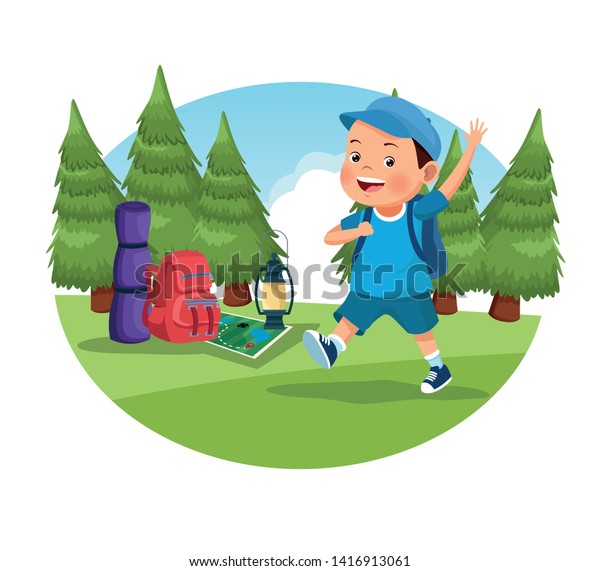 Children On School Field Trip Boy Stock Vector (Royalty Free ...