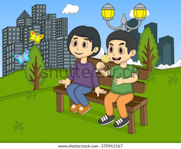 Children Park Cartoon Vector Illustration Stock Vector (Royalty Free ...