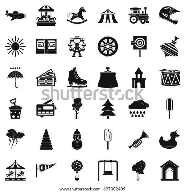 Children Park Icons Set Simple Style Stock Vector (Royalty Free ...