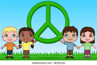 Children Peace Vector Illustration Stock Vector (Royalty Free) 48702136