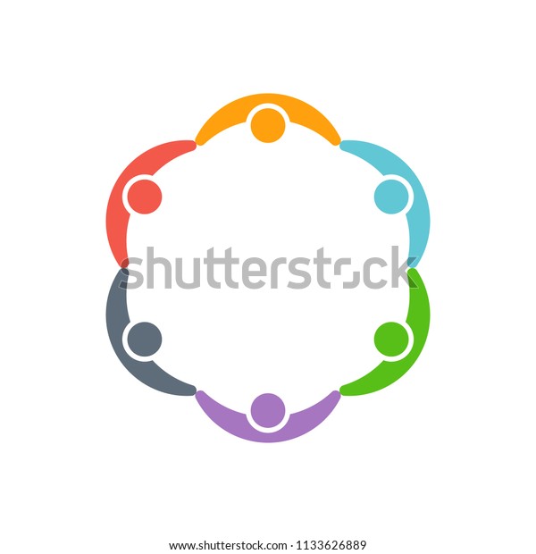 Children People Around Circle Vector Logo Stok Vektör (Telifsiz) 1133626889