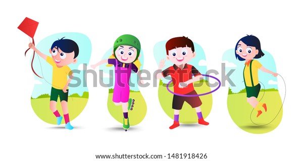 Children Play Around Cartoon Vector Illustration Stock Vector (Royalty ...