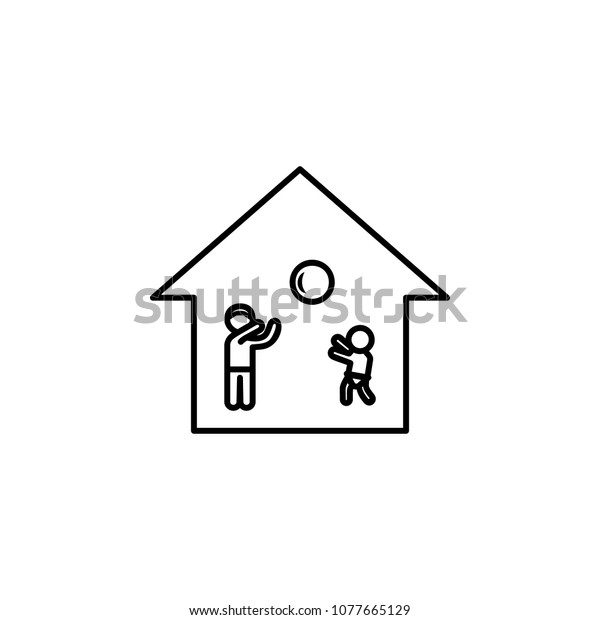Children Play House Icon Element Family 스톡 벡터(로열티 프리) 1077665129 ...
