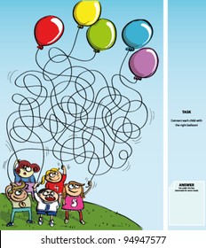 Children Playing Balloons Maze Game Solution Stock Vector (Royalty Free ...