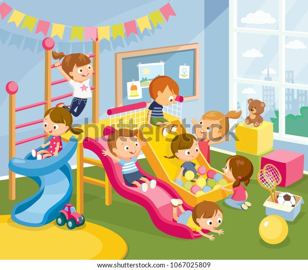 Children Playing Having Fun Fooling Around Stock Vector (Royalty Free ...