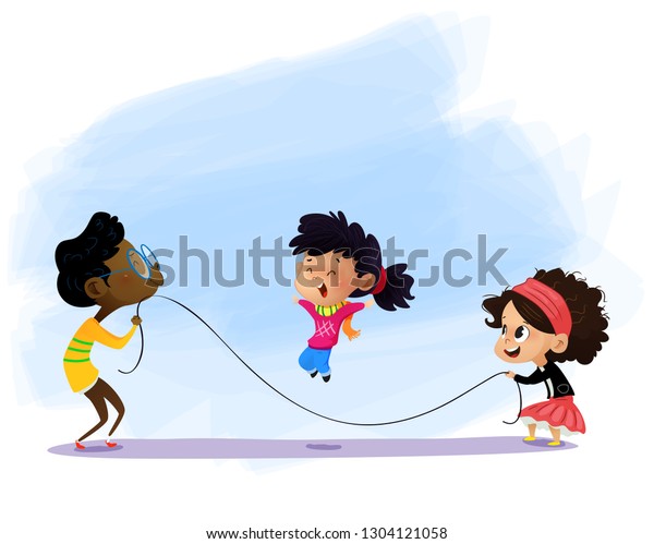 Children Playing Jumping Rope Cartoon Vector Stock Vector (Royalty Free ...