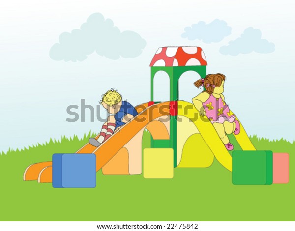 Children Playing On Slide Stock Vector (Royalty Free) 22475842 ...