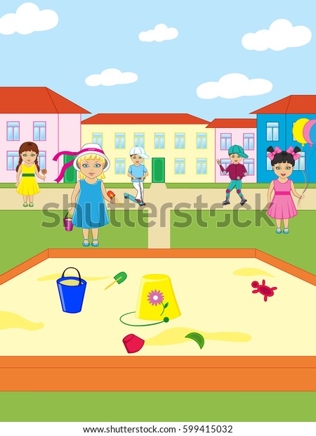 Children Playing On Streetvector Illustration Stock Vector (Royalty ...