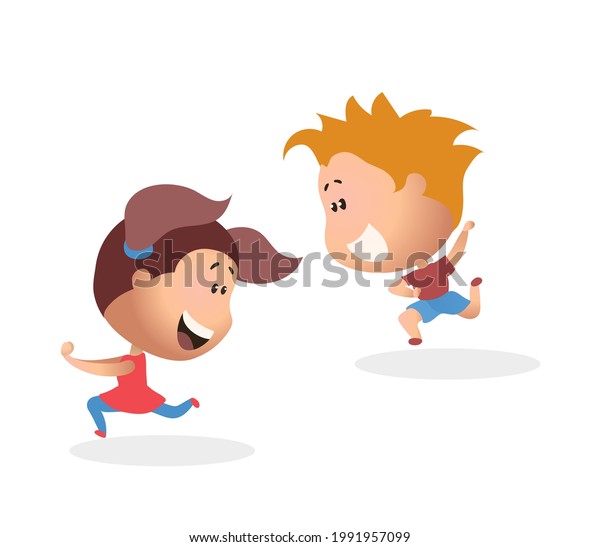 Children Playing Tag Game Vector Cartoon Stock Vector (Royalty Free ...