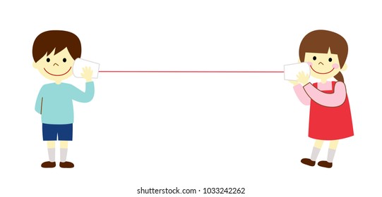 Children Playing Thread Phone Stock Vector (Royalty Free) 1033242262 ...