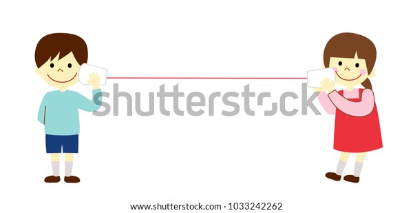 Children Playing Thread Phone Stock Vector (Royalty Free) 1033242262 ...