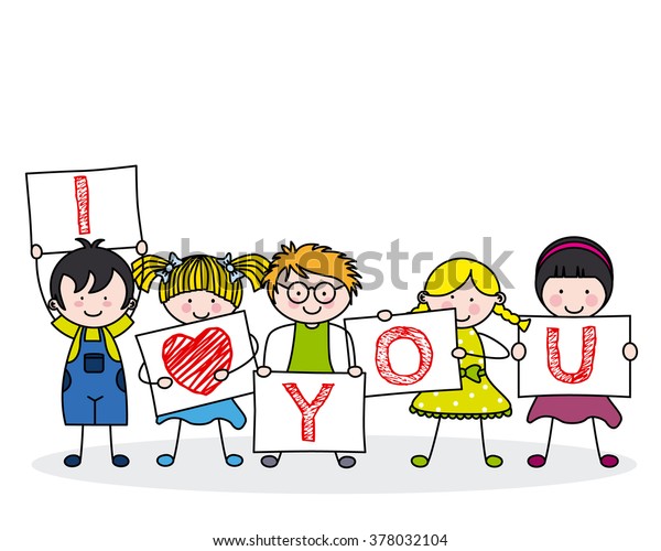Children Posters Love You Stock Vector (Royalty Free) 378032104 ...