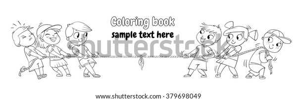 Children Pull Rope Kids Playing Tug 库存矢量图（免版税）379698049 | Shutterstock