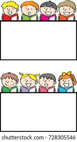 Vektor Stok Children Reading Books Border (Tanpa Royalti) 728305546 ...