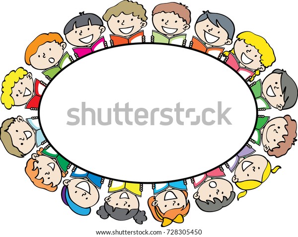 Children Reading Books Border Stock Vector (Royalty Free) 728305450