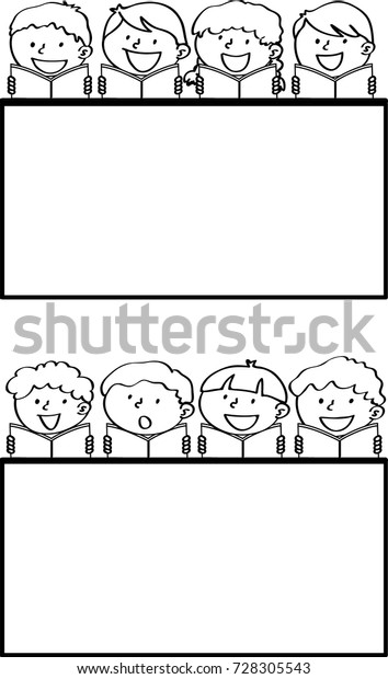 Children Reading Books Border Stock Vector (Royalty Free) 728305543