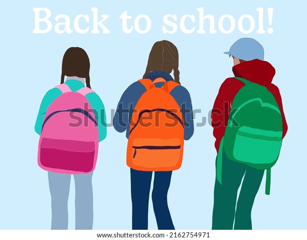 Children Return School After Summer Holidays: เวกเตอร์สต็อก (ปลอดค่า ...