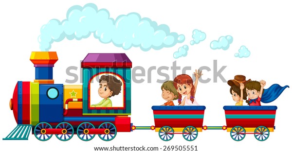 Children Riding On Train Stock Vector (Royalty Free) 269505551