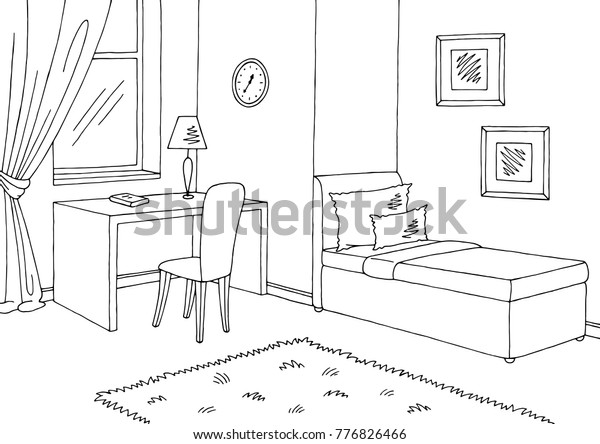 Children Room Graphic Black White Interior 库存矢量图(免版税)776826466 Children Room Graphic Black White Interior 库存矢量图(免版税)776826466