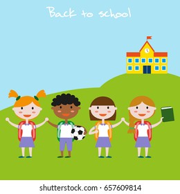 Little Students Group Uniforms School Characters Stock Vector (Royalty ...