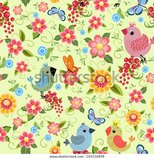 Vektor Stok Children Seamless Texture Birds (Tanpa Royalti) 144156898 ...