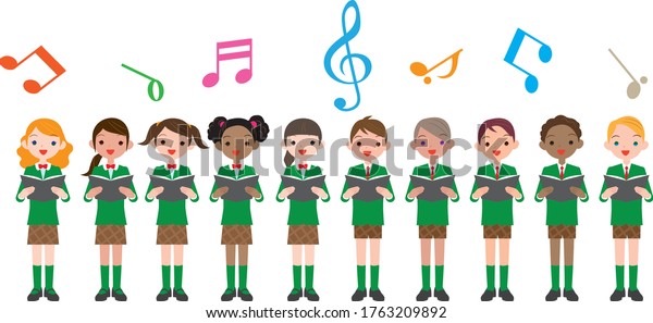 Children Singing Happily Vector Material Stock Vector (Royalty Free ...