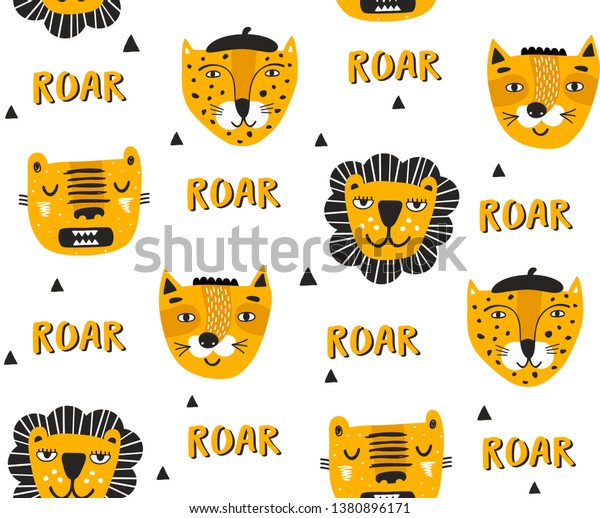 Children Style Seamless Background Red Faces Stock Vector (Royalty Free ...