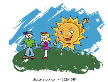 Children Sun Stock Vector (Royalty Free) 483264649 | Shutterstock
