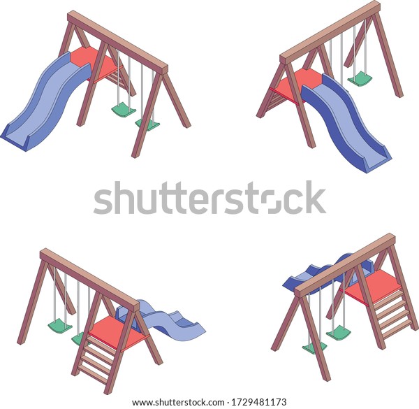 Children Swing Vector Isometric Color Kids Stock Vector (Royalty Free ...