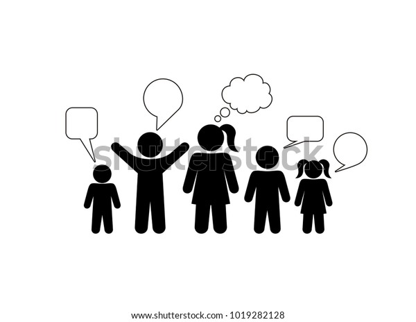 Children Talking Pictograms Stick Figures Isolated 库存矢量图（免版税）1019282128 ...