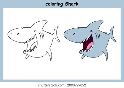 Children Trace Coloring Shark Stock Vector (Royalty Free) 2098729852 ...