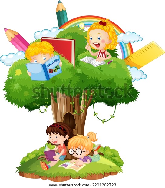 Children Tree On White Background Illustration Stock Vector (Royalty ...