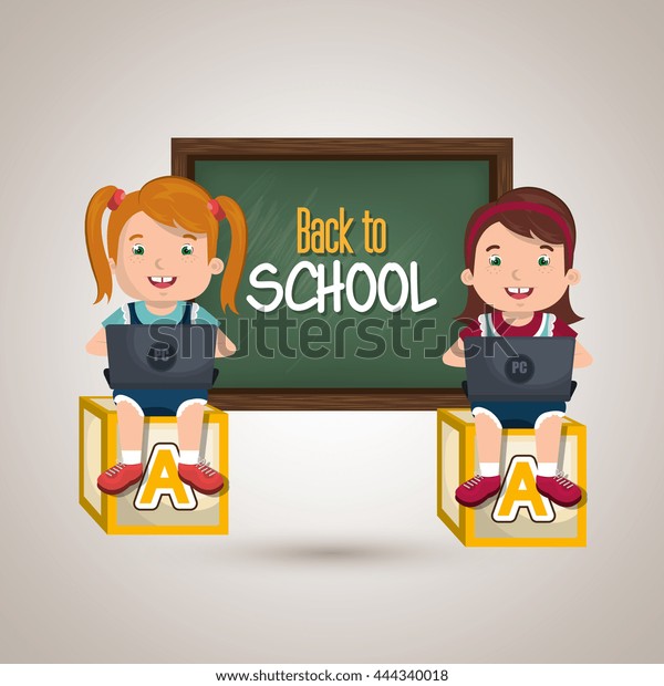 Children Using Laptop School Design Vector Stock Vector (Royalty Free ...