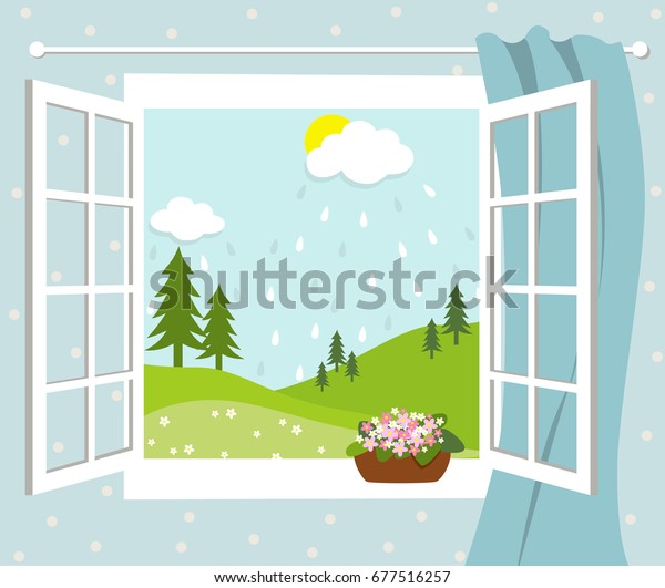 Children Vector Illustration Room Window Room Stock Vector (Royalty ...