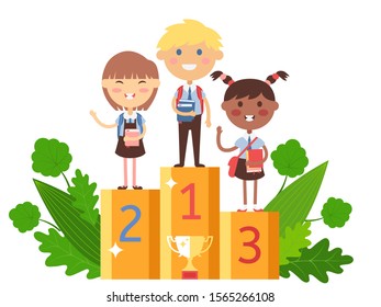 Children Winning School Competition Vector Illustration Stock Vector ...