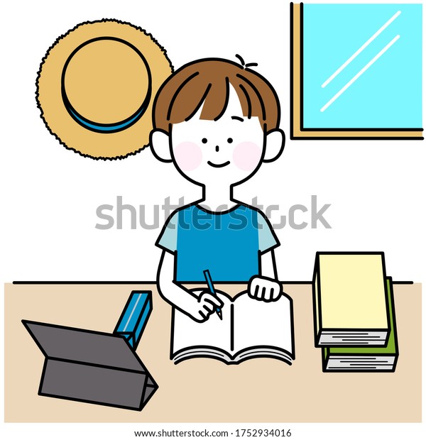 Children Working Hard On Their Summer Stock Vector (Royalty Free ...