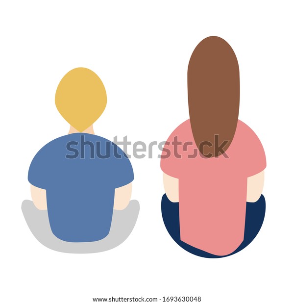 Childrens Back Kids Sit On Floor Stock Vector (Royalty Free) 1693630048 ...