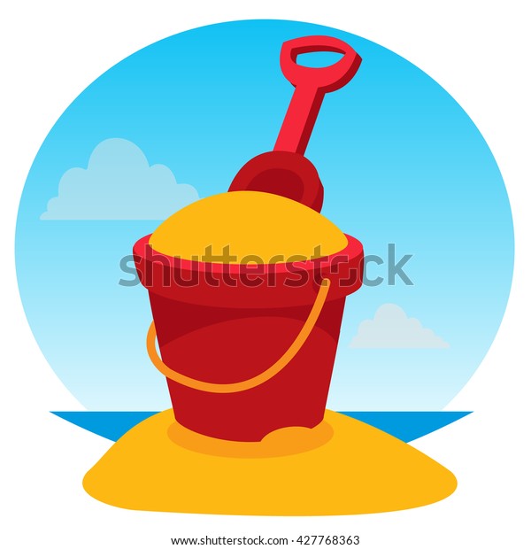 Childrens Bucket Sand Rake Color Illustration Stock Vector (Royalty ...