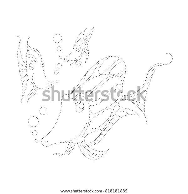 Childrens Coloring Page Sea Creatures Trace Stock Vector (Royalty Free ...