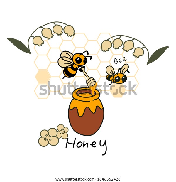 Childrens Drawing Funny Cute Bees Making Stock Vector (Royalty Free ...