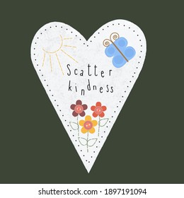 Childrens Execution Drawing Canvas Embroidery Heart Stock Vector ...