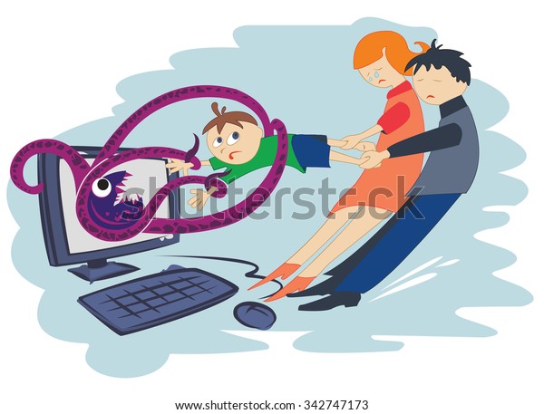Childrens Internet Dependent Disease Stock Vector (Royalty Free ...
