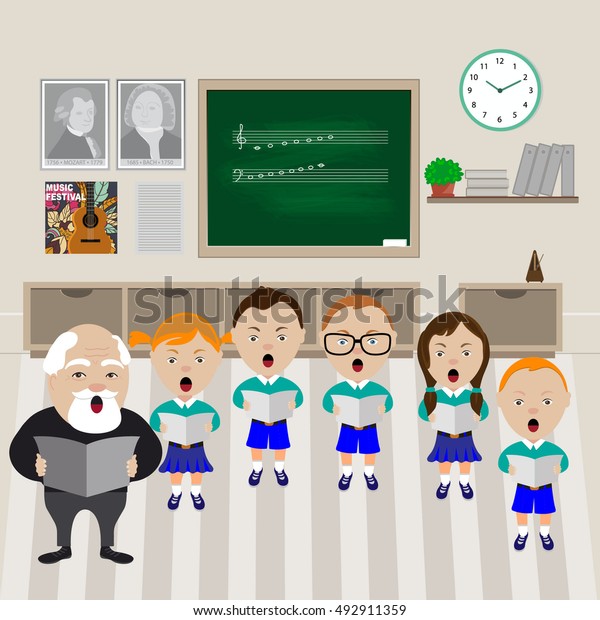 Childrens Musical Groups Singing Teacher Musical Stock Vector (Royalty ...