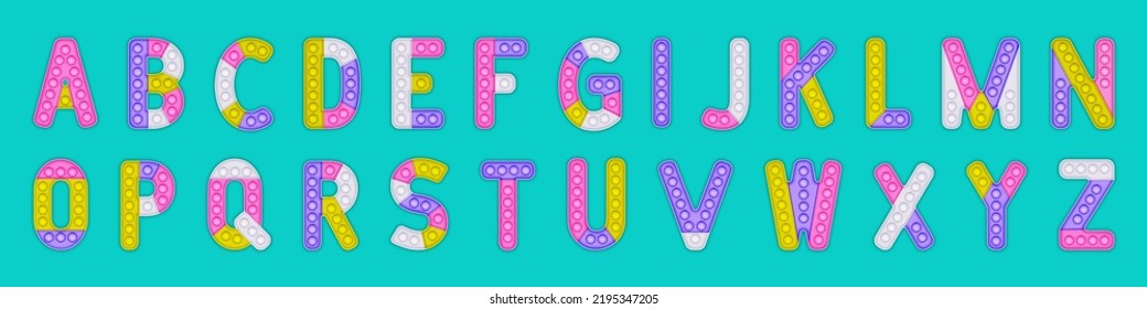 Childrens Pop Alphabet Set Realistic Antistress Stock Vector (Royalty ...