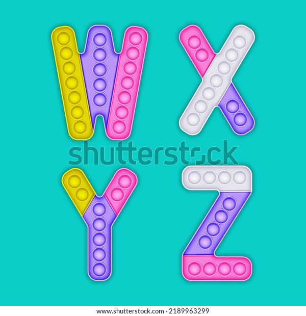 Childrens Pop Alphabet Set Realistic Antistress Stock Vector (Royalty ...