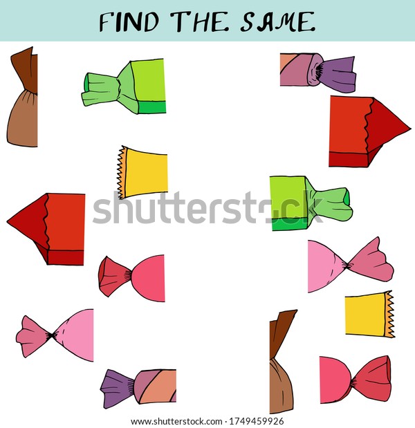 Childrens Puzzle Find Two Halves Candy Stock Vector (Royalty Free ...