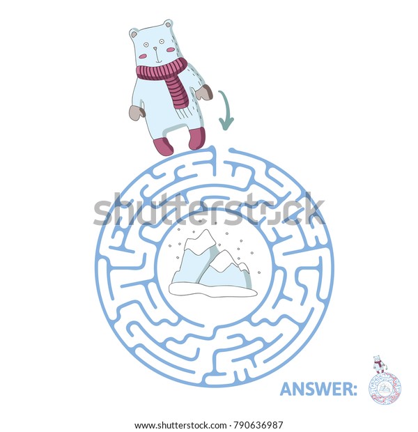 Childrens Round Maze Polar Bear North Stock Vector (Royalty Free ...